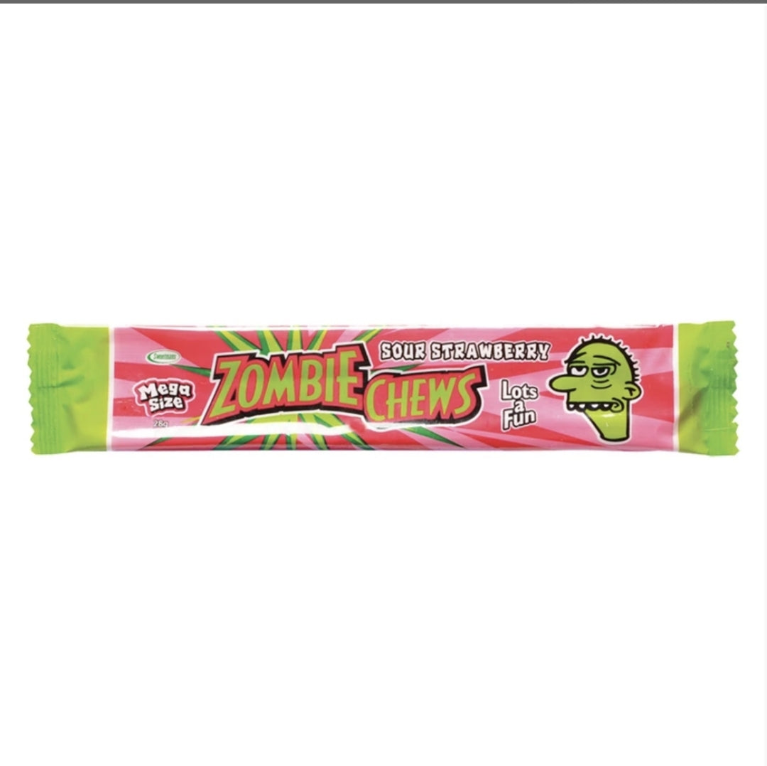 Zombie Chews Mega Size 28g- Sour Strawberry | The Online Lolly Shop